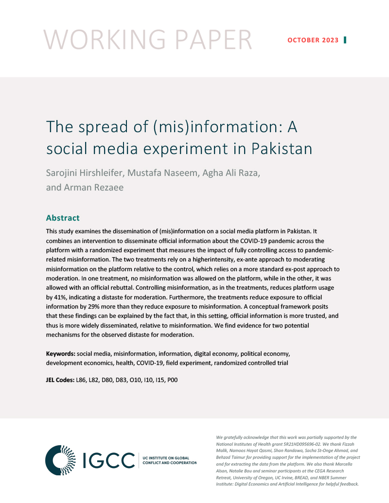 The Spread of (Mis)information: A Social Media Experiment in Pakistan ...